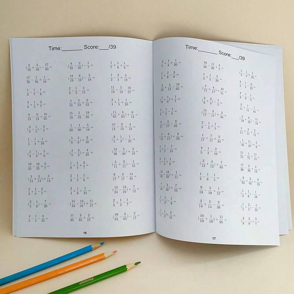28 Pages Addition And Subtraction Fractions Arithmetic Workbook ...