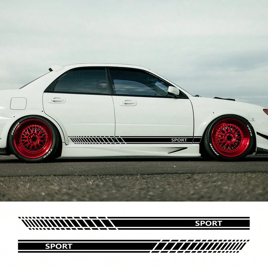 2pcs/Lot Car Sticker Door Side Skirt Vinyl Film Decoration Auto Sport ...