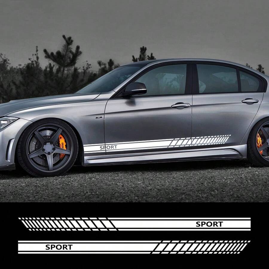 2pcs/Lot Car Sticker Door Side Skirt Vinyl Film Decoration Auto Sport ...