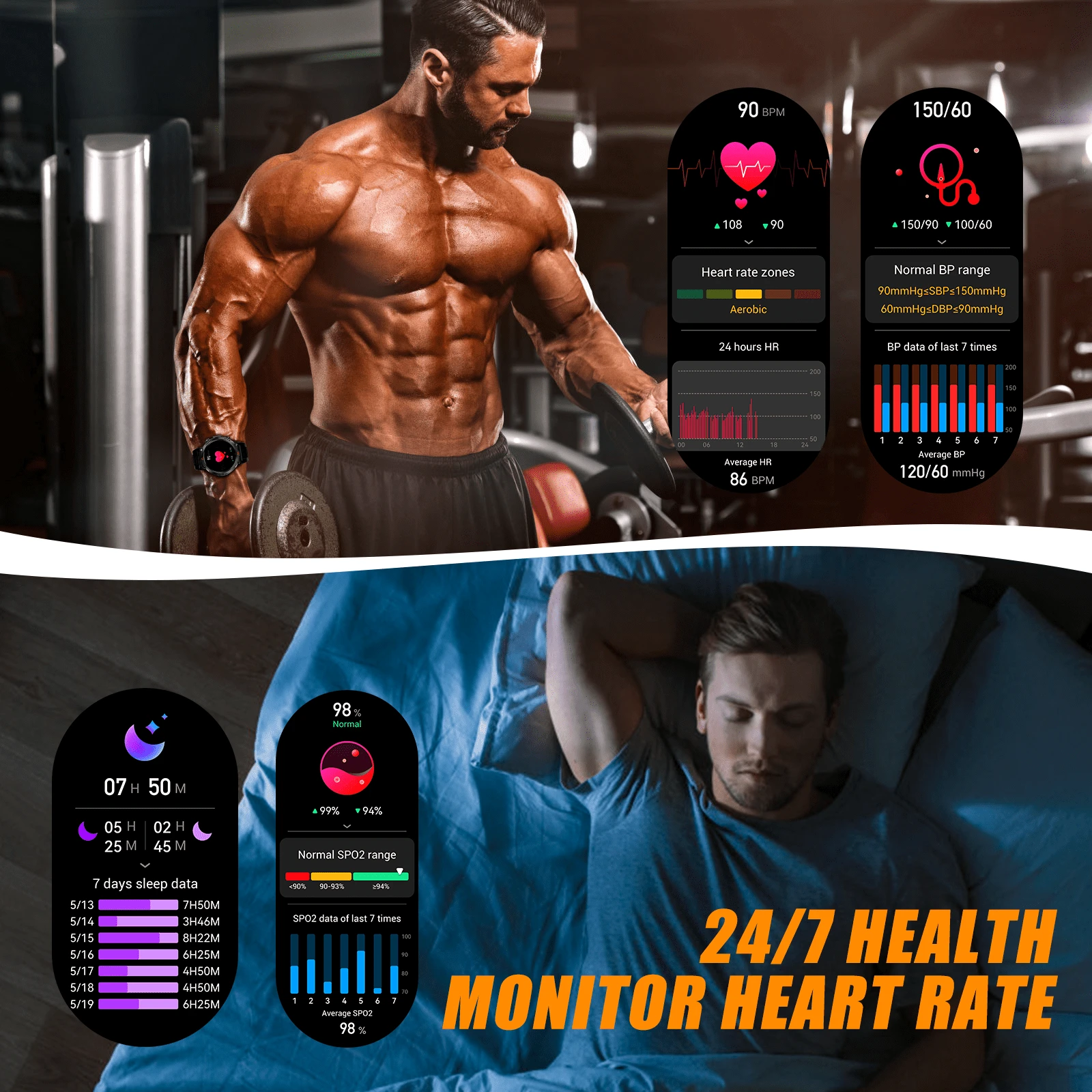 EIGIIS KE3 Military Smartwatch For Men With LED Flashlight, 1.45 Inch ...