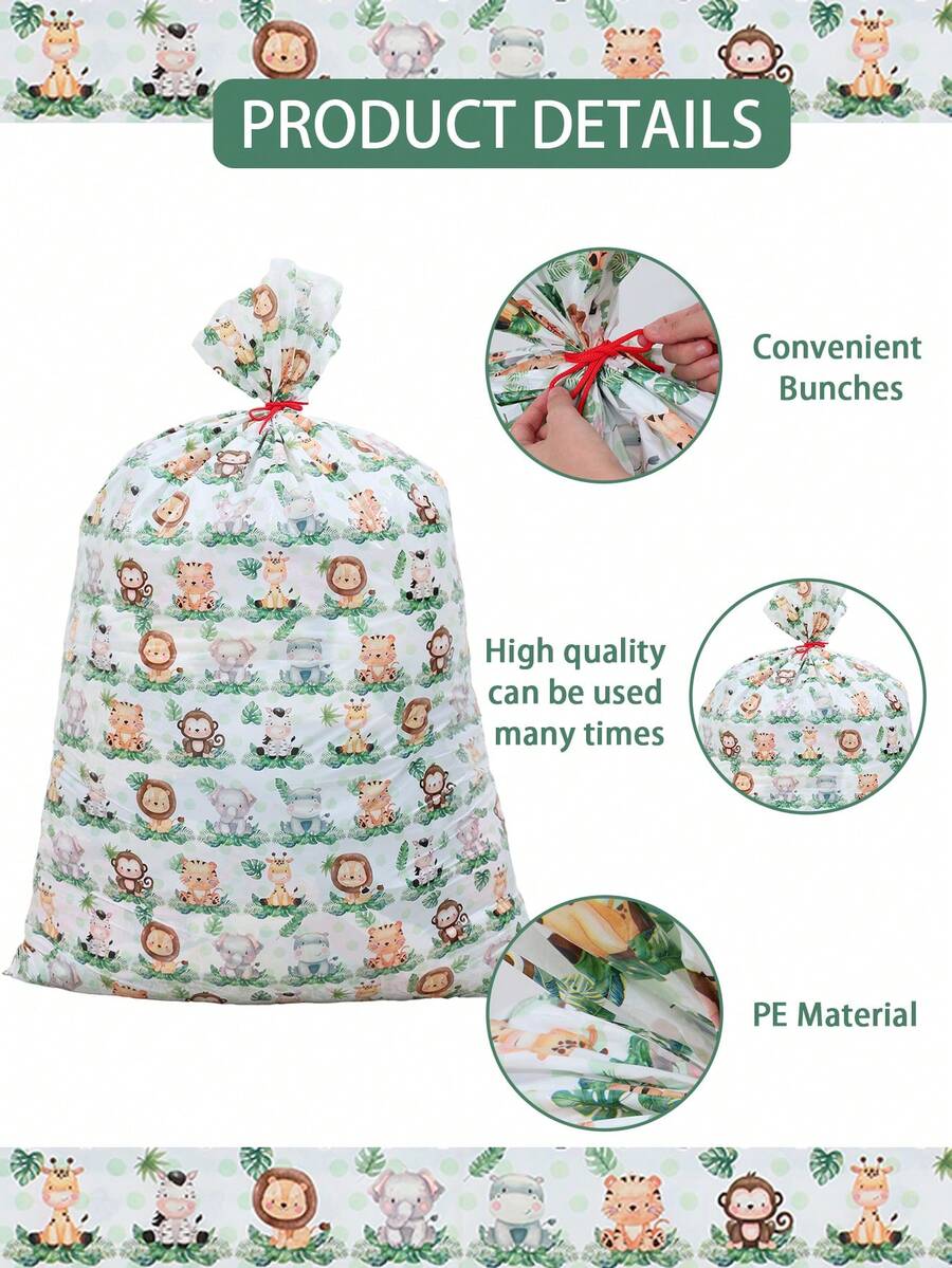 1Pc 92*142cm Animal Style Plastic Large Gift Bag, Animal Themed Party ...