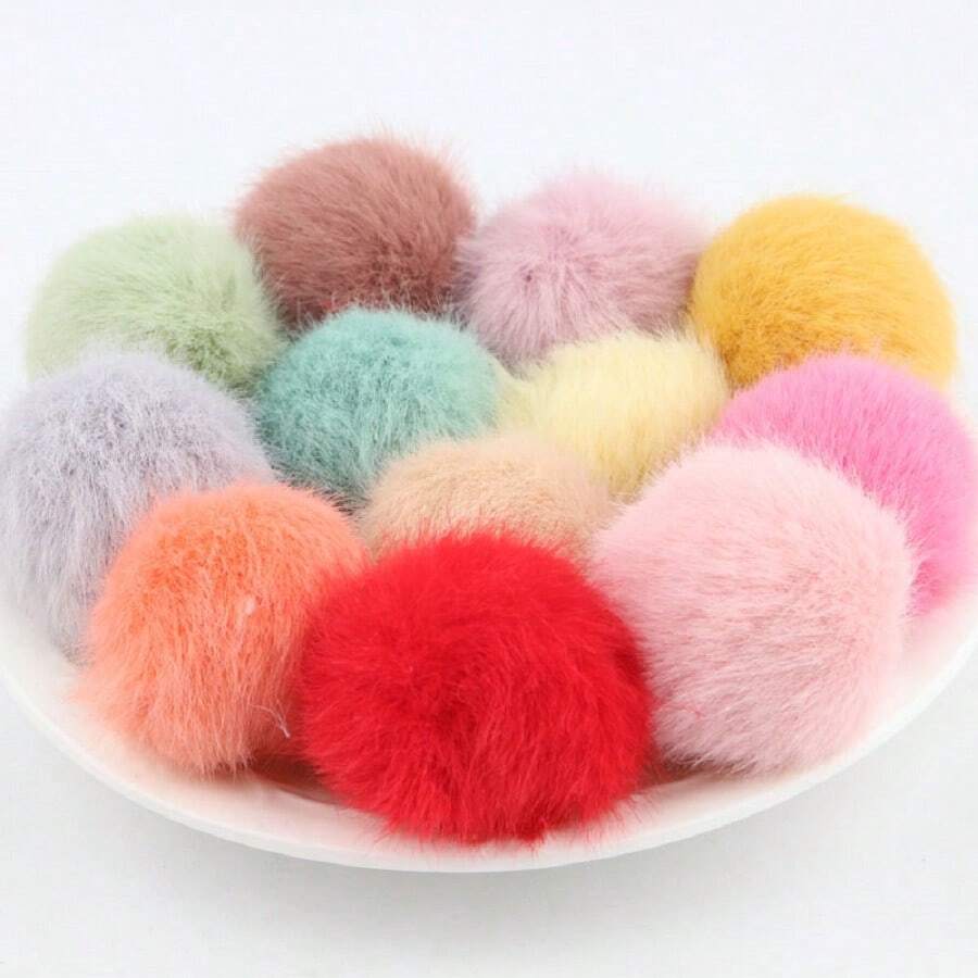 10pcs Imitate Mink Fur Pomopoms Balls 25mm Artificial Multi Colour ...