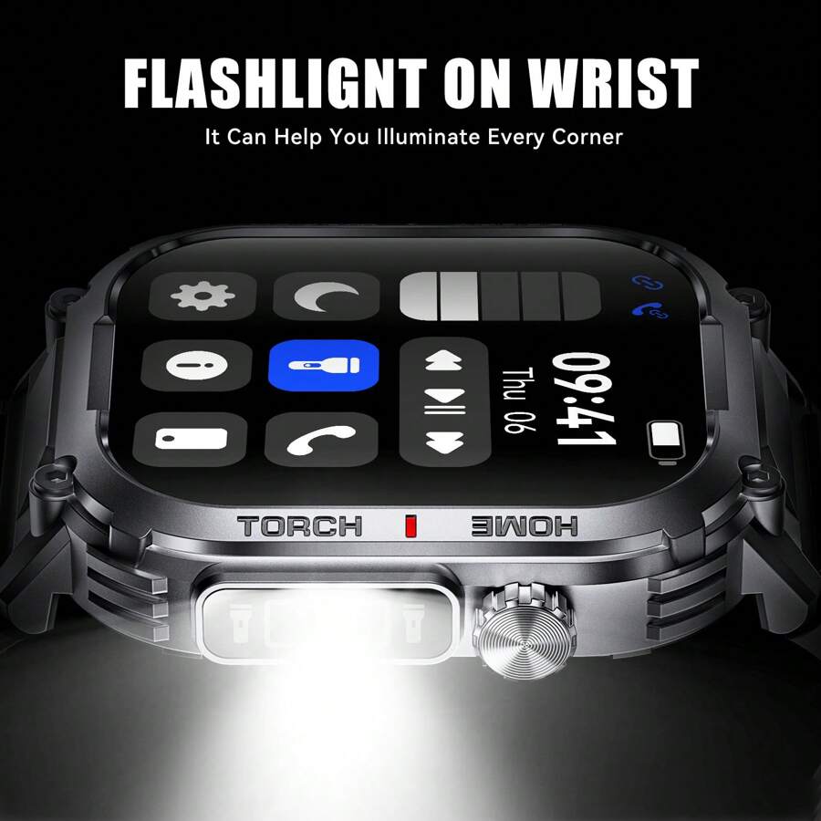 3ATM Waterproof Smartwatch With LED Flashlight, Military Smartwatch For ...