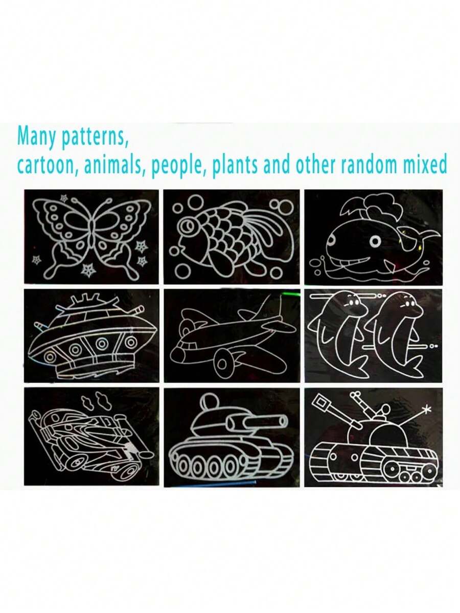 20pcs Scratch Paper Magic Drawing Paper Tape Drawing Stick Toys Color ...