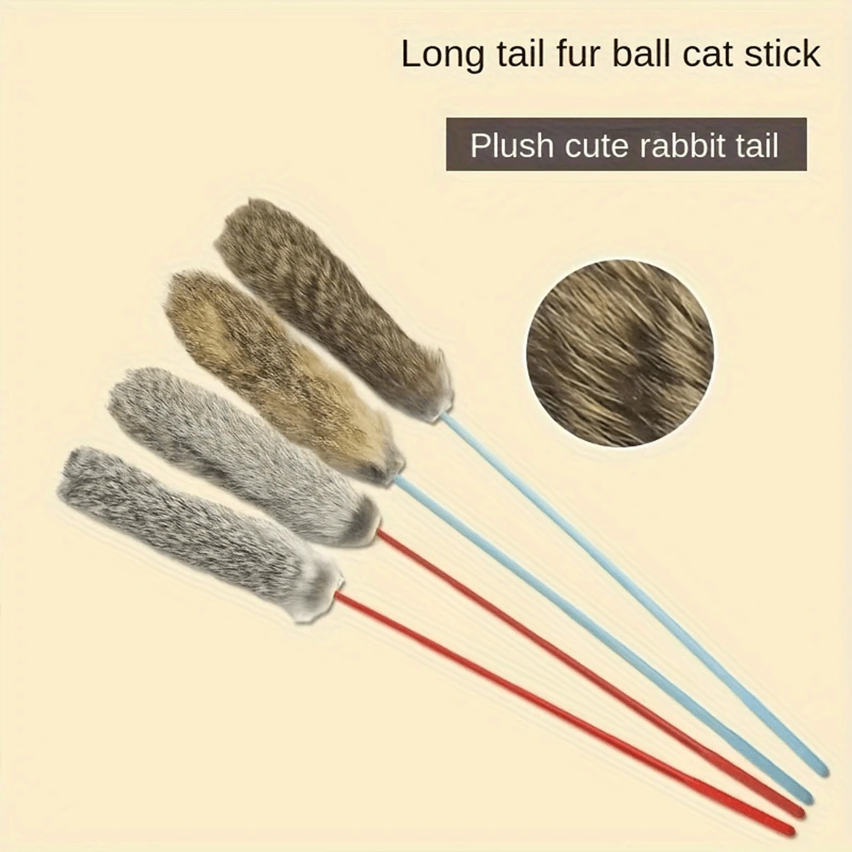 Plush Toys Cat Teasing Stick & Fairies Stick Doll Rabbit Fur & Cat Anti ...