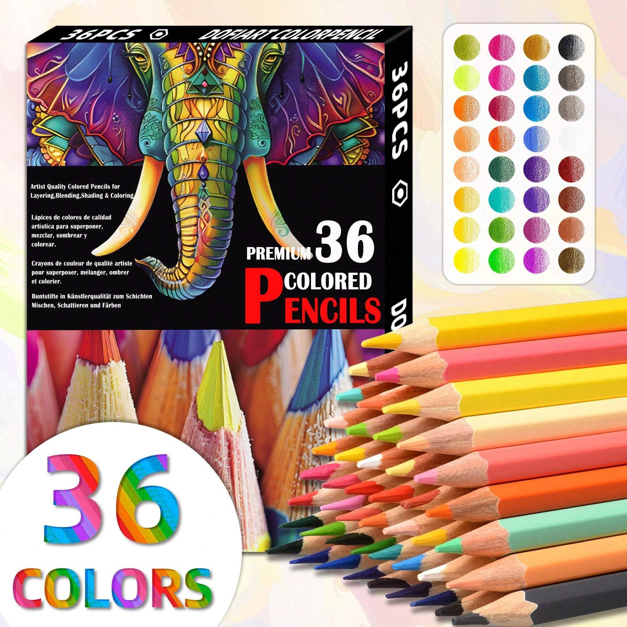 36 Color Colored Pencils Set - Professional Art Drawing Pencils For ...