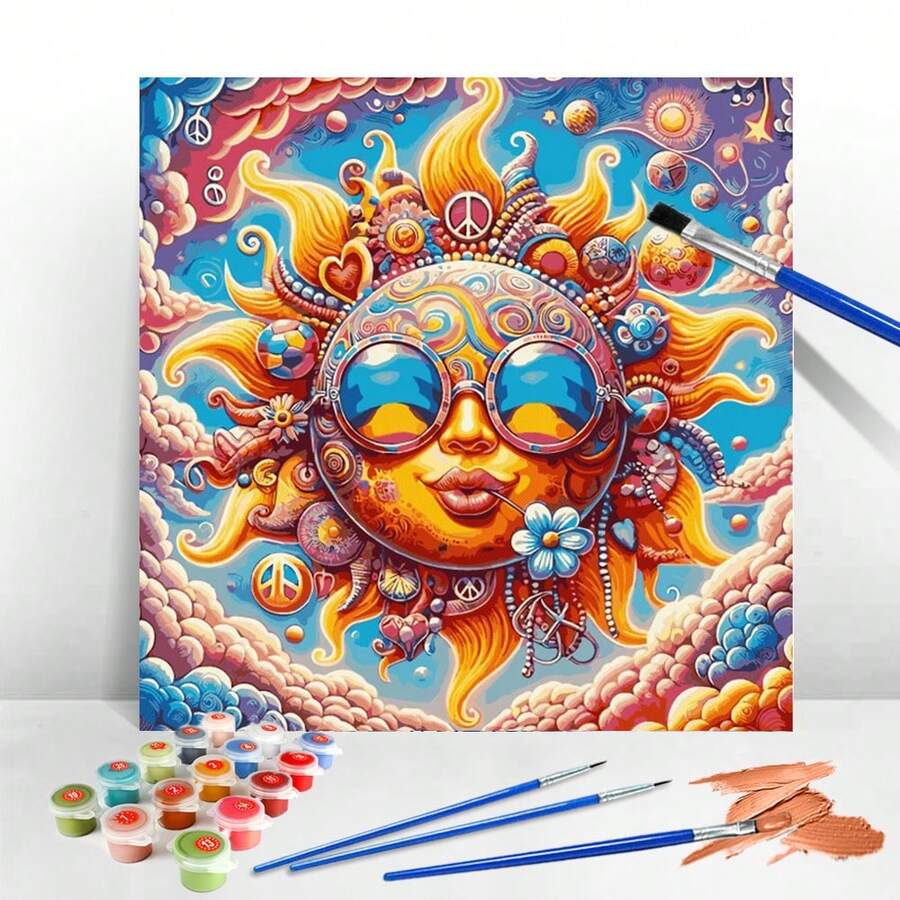 1pc Coloring By Numbers Sun On Canvas Handmade Pictures By Numbers ...