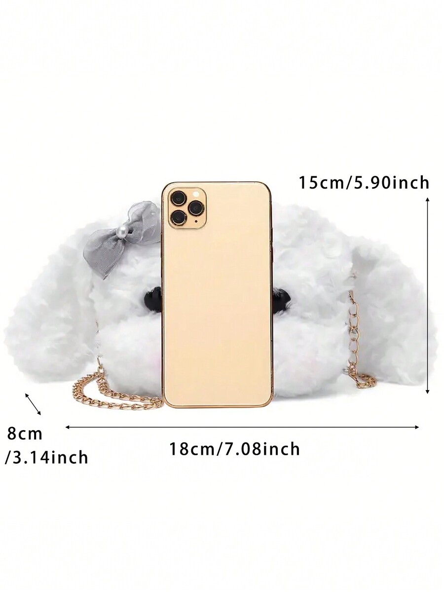 Fluffy Puppy Cute Animal Bag, Plush Novelty Bag With Chain Shoulder ...