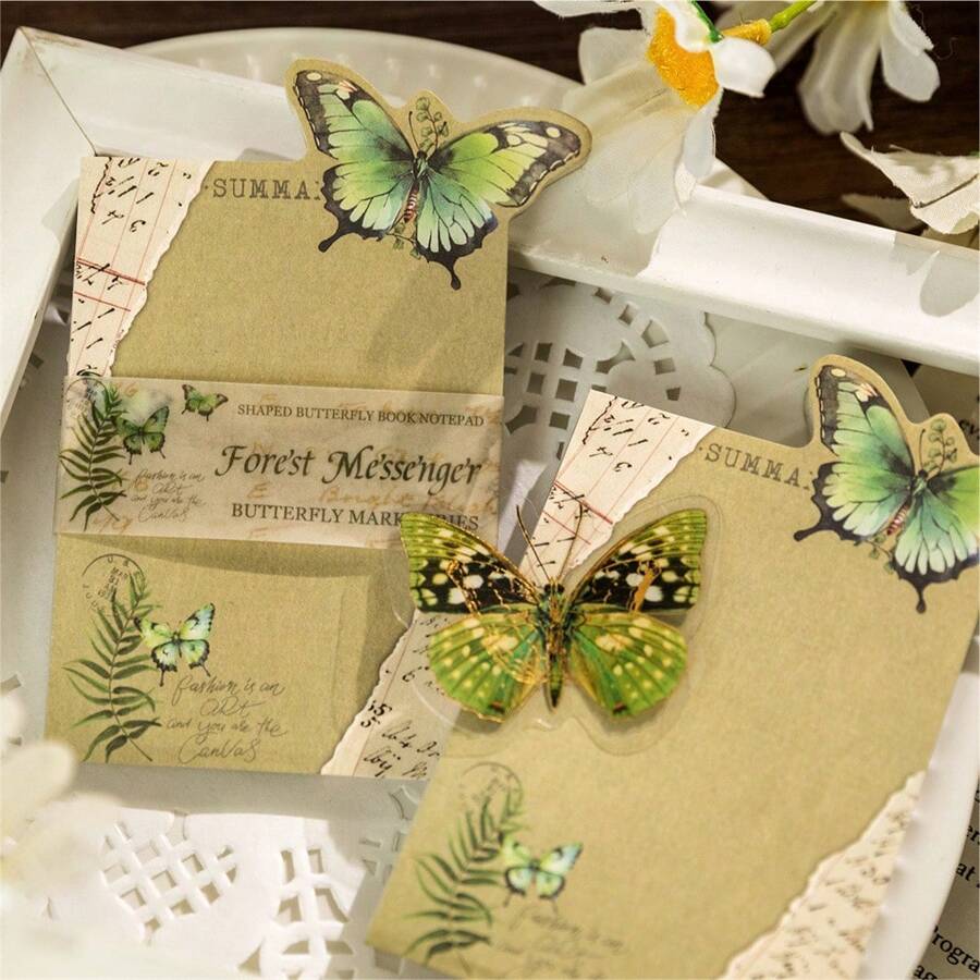 White Kraft Paper Note Pad Butterfly Imprint Series Retro Special ...