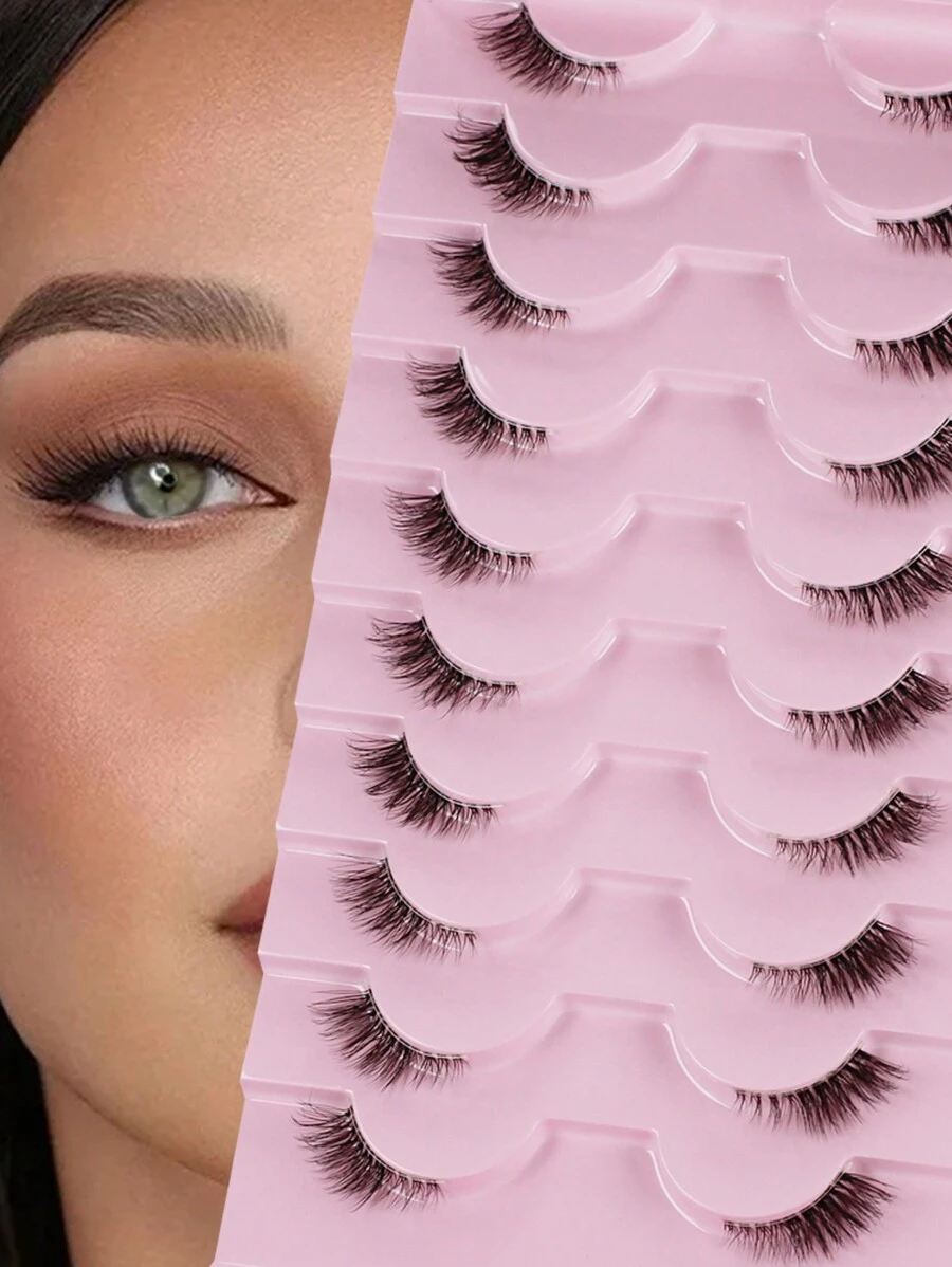 10 paires de faux cils de luxe - styles mixtes: poupée, œil de chat ...