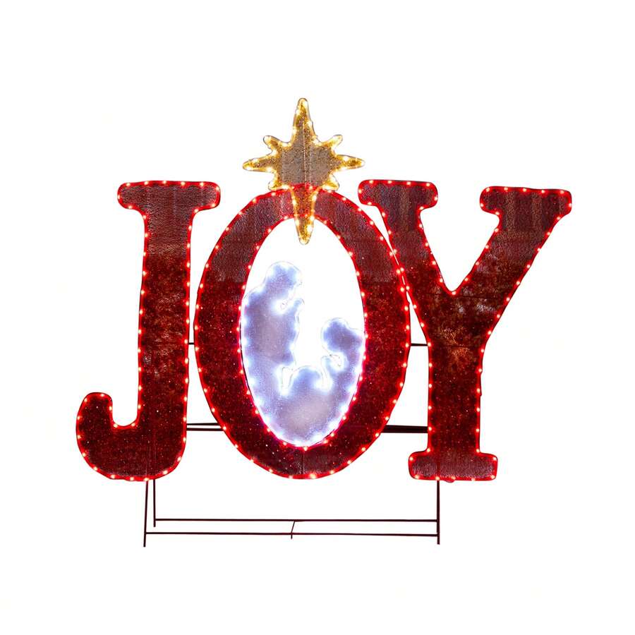 BrylaneHome 45"H Pre-Lit "Joy" Sign With Holy Family | SHEIN USA