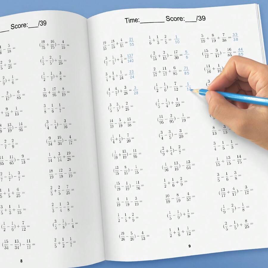 28 Pages Addition And Subtraction Fractions Arithmetic Workbook ...