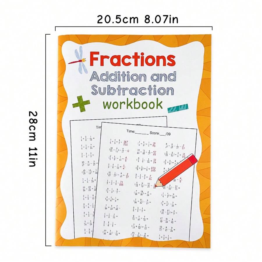 28 Pages Addition And Subtraction Fractions Arithmetic Workbook ...