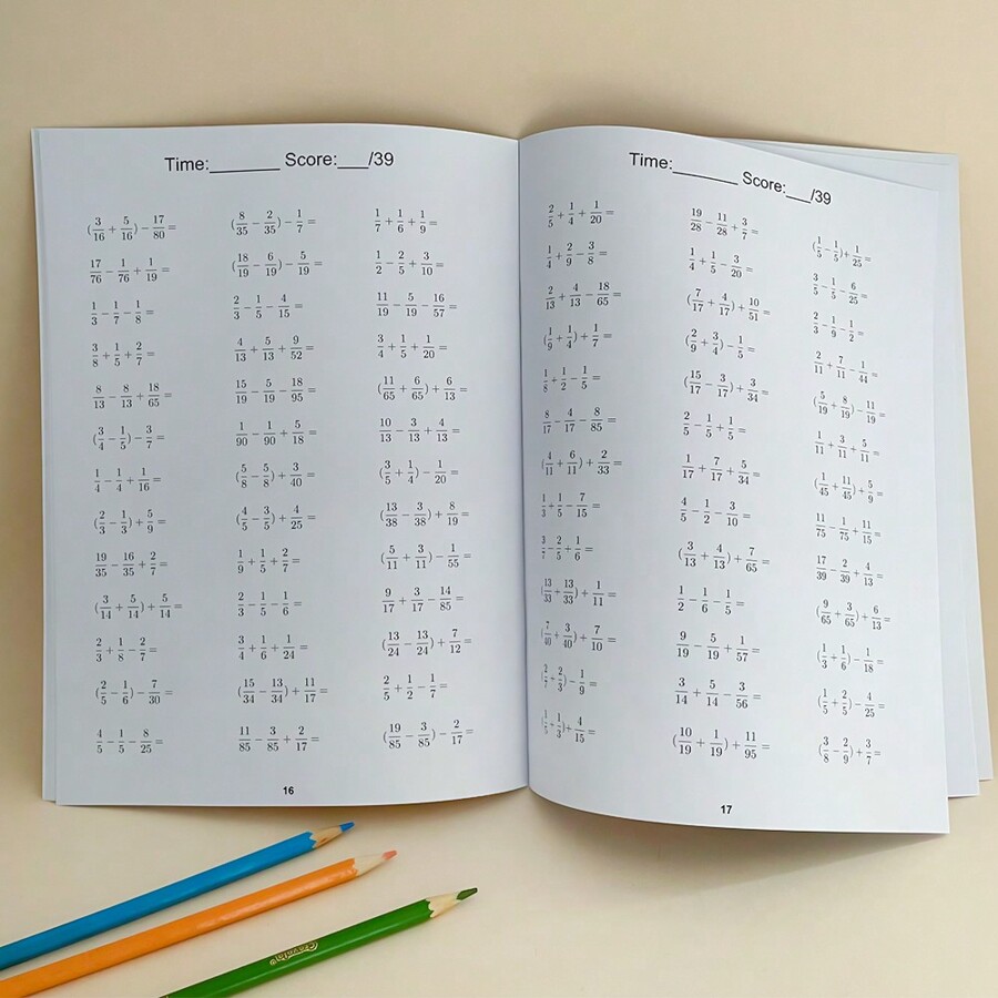 28 Pages Addition And Subtraction Fractions Arithmetic Workbook ...