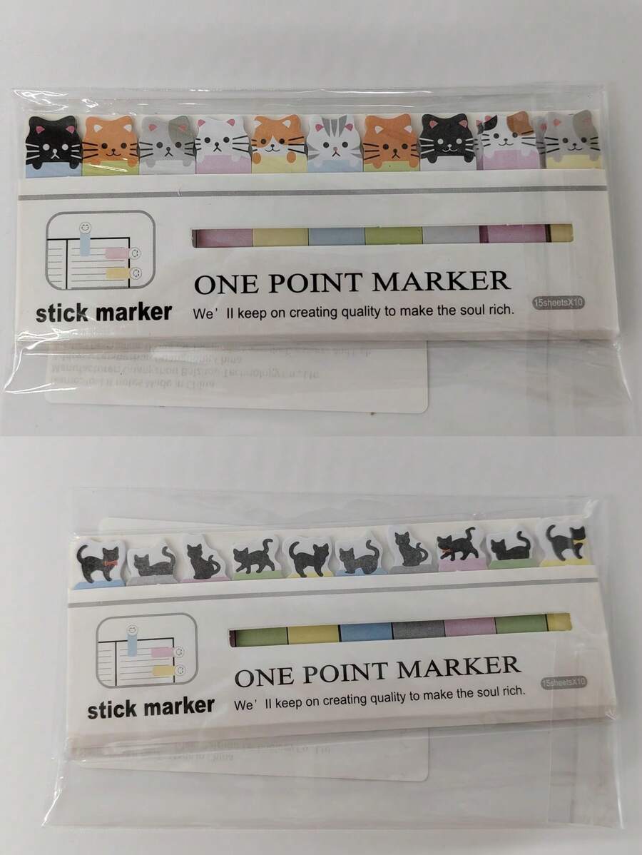 Animal Theme Sticky Notes: Mini Floral Cats Memo Pads, Cute Cartoon ...