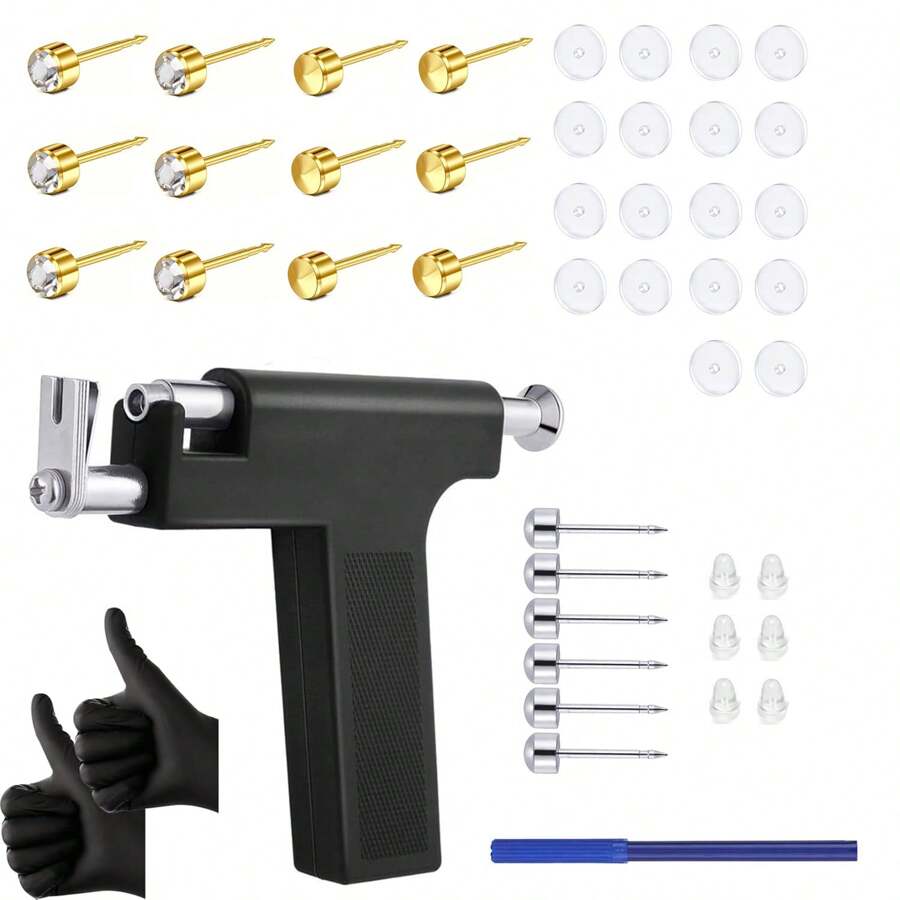 Professional Ear Piercing Gun Kit Reusable Ear Nose Piercing Kit With ...