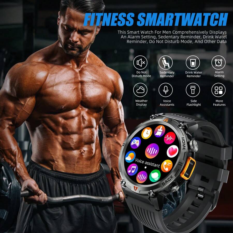 EIGIIS KE3 Military Smartwatch For Men With LED Flashlight, 1.45 Inch ...