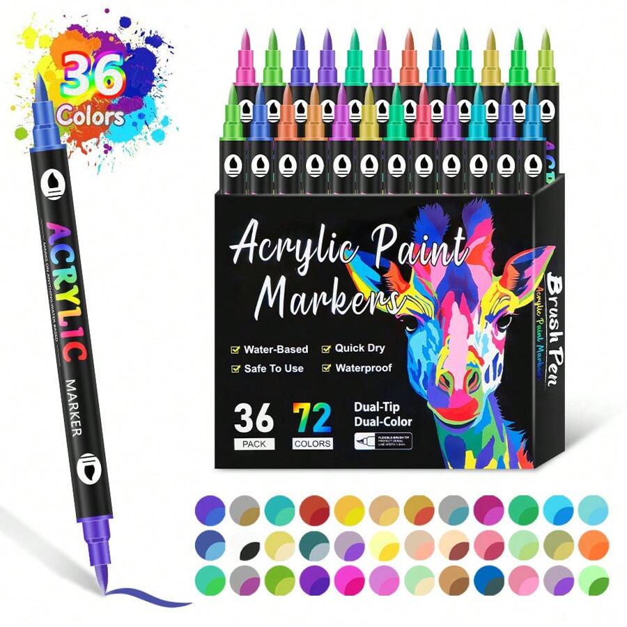 Acrylic Paint Markers Double Headed Different Color Acrylic Marker Pen ...