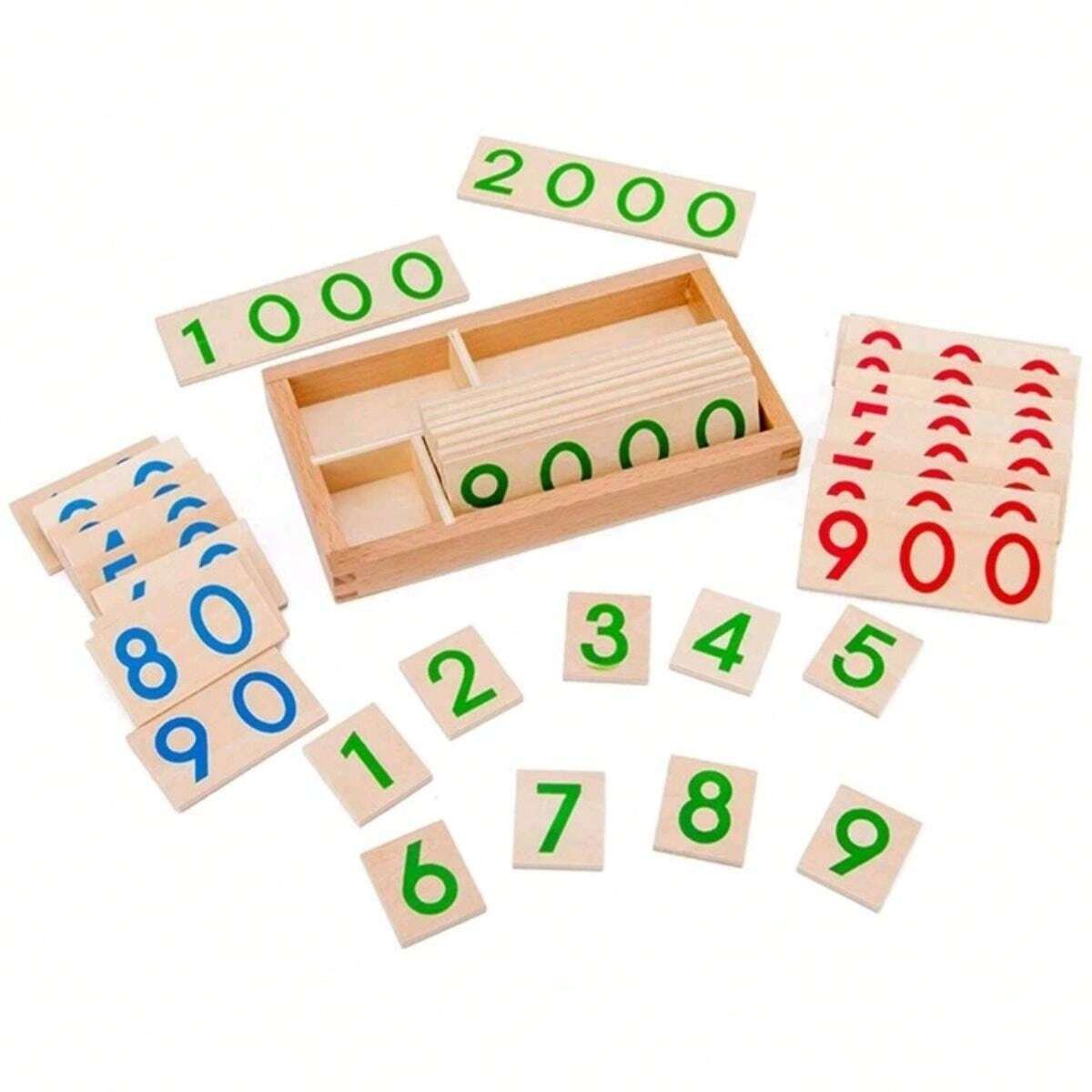 Montessori Small Number Cards With Box (1-9000), Wooden Math Number ...