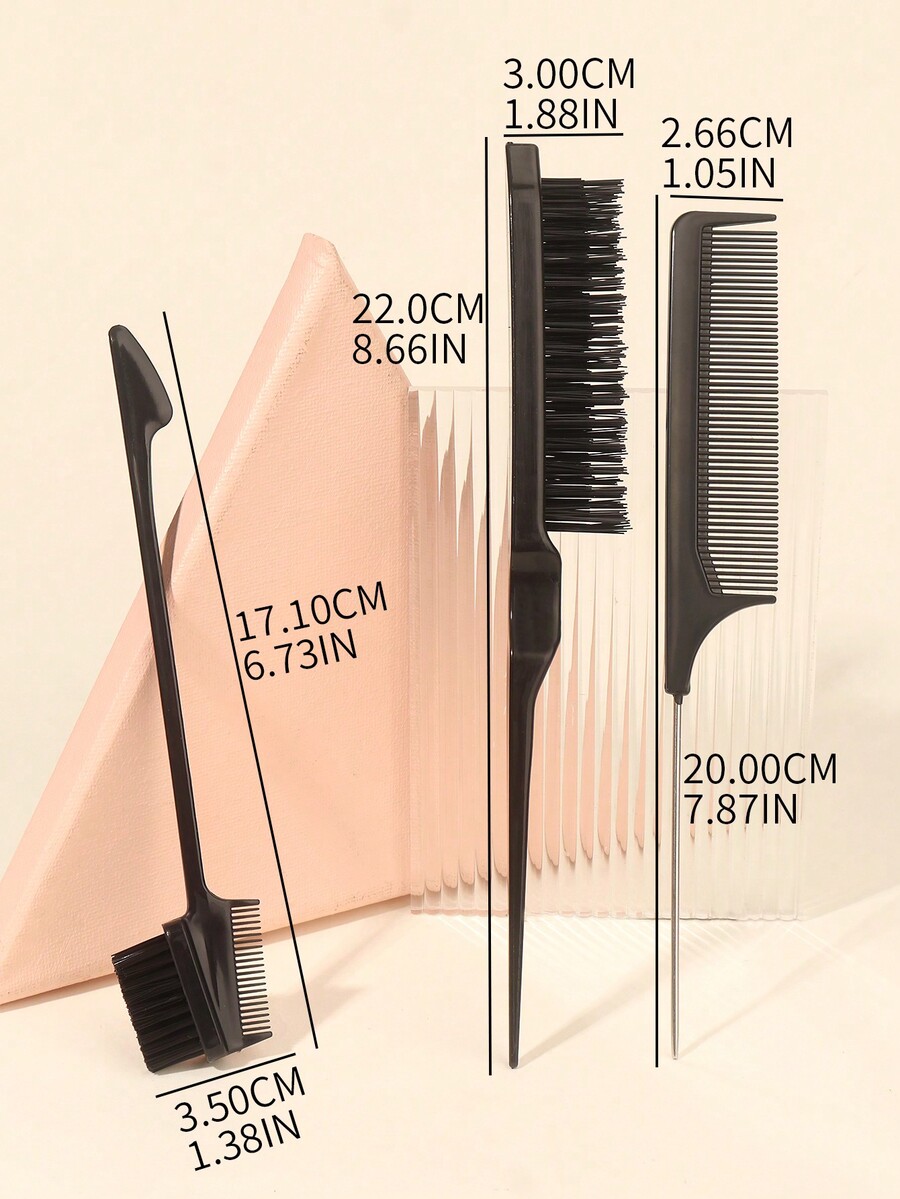 3 Pieces Hair Styling Comb Set Teasing Hair Brush Rat Tail Comb Edge ...