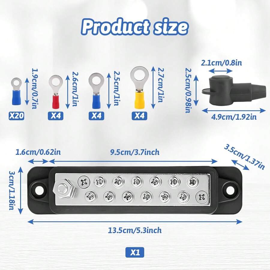 Barra colectora con 12 terminales, 2 piezas de barra colectora de 150A ...