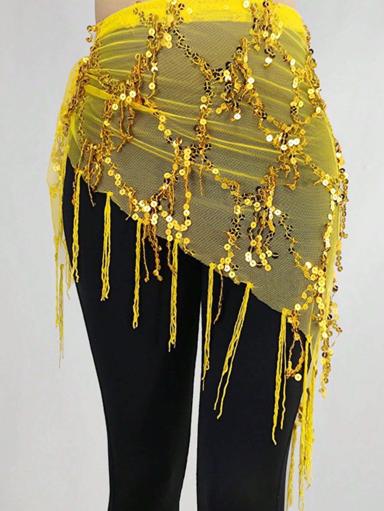 1pc Belly Dance Waist Chain With Sequin Tassel Triangle Scarf ...