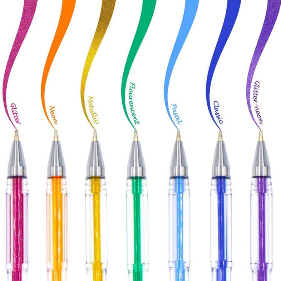 100 Colors Gel Pen Set Glitter Metallic Colored Ink For Adult Coloring ...