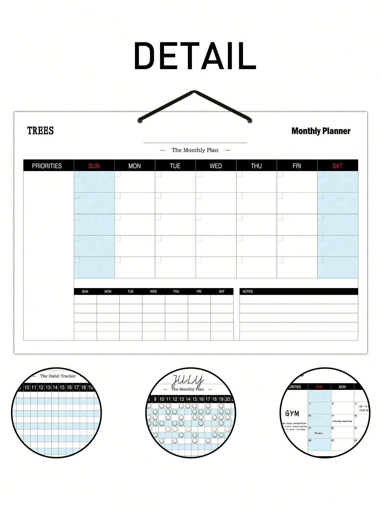 1pc Hanging Family Calendar, Undated Wall Calendar, Daily/Weekly ...