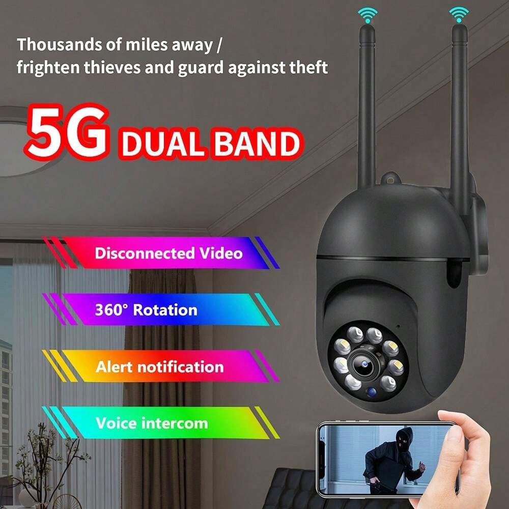 1 caméra de sécurité avec fonction de vision nocturne en couleur, caméra intérieure/extérieure ...