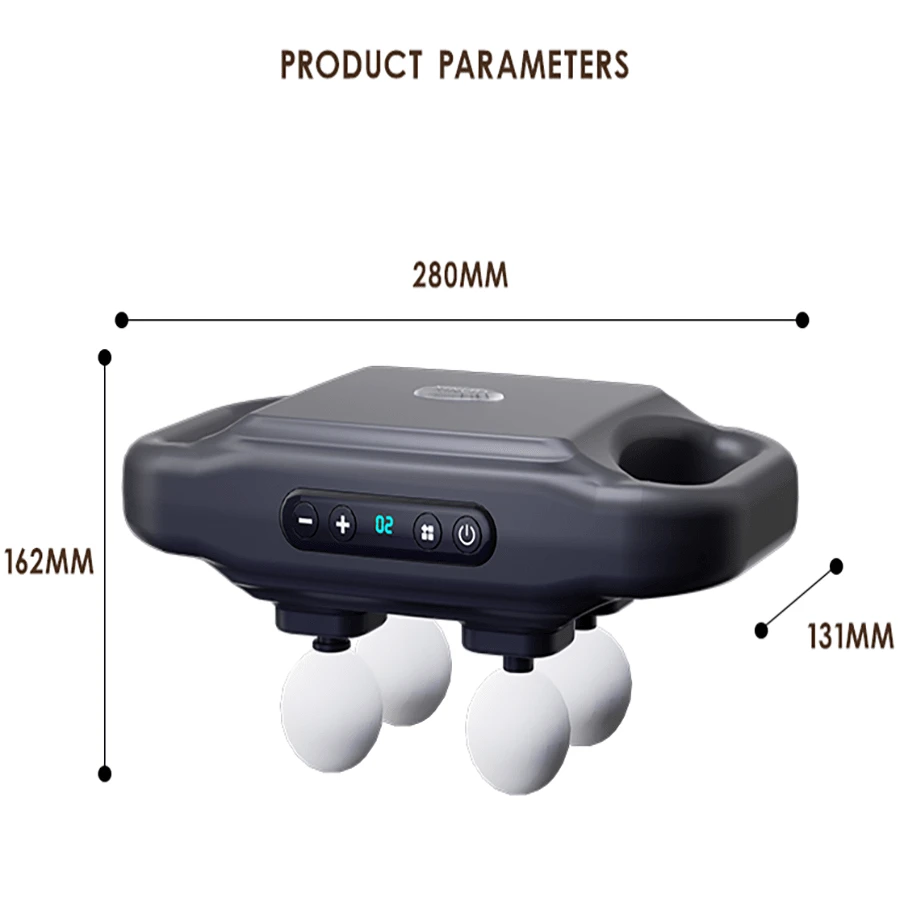 The 4-Head Massage Gun, Deep Tap Fascia Gunner Holds An Impact Massager ...
