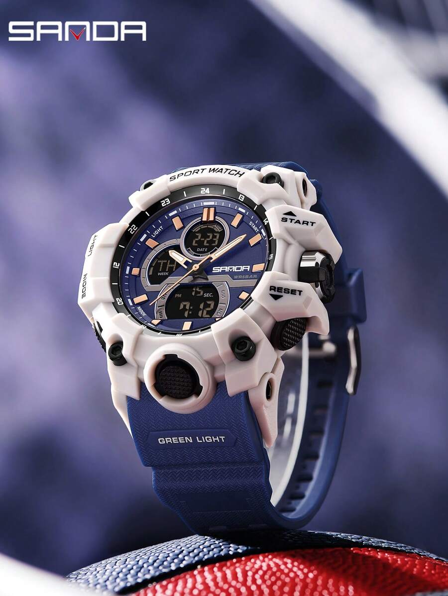 SANDA SANDA חוצות ספורט צבאי שעון גברים LED דיגיטלי אלקטרון קוורץ זכר ...