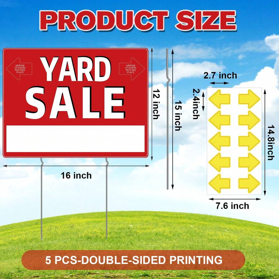 5 Pcs Yard Signs With Stake 16 X 12 Inch Double Sided Large Yard Signs ...