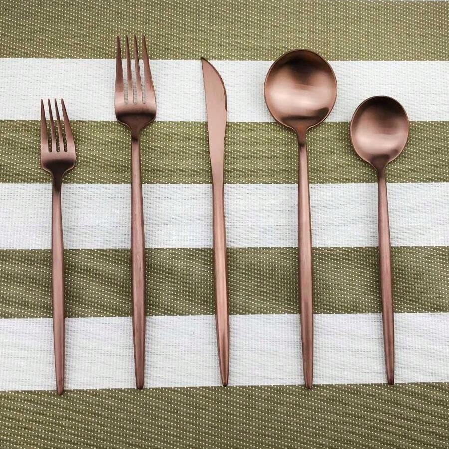 SHEIN X Heather Rae 16/20 PCS Stainless Steel Flatware Set Rose Gold ...