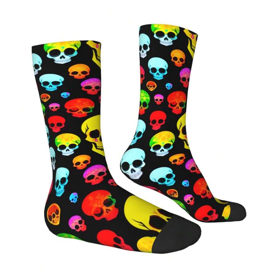 1 Pair Funny Crazy Compression Skulls 35 - Cranium Pattern Sock For Men ...