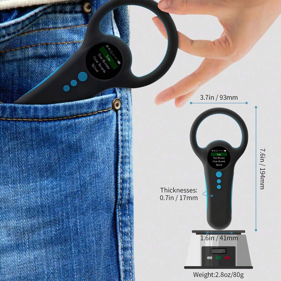 134.2KHz Animal RFID Reader 125kHz Pet ID Reader Cat Dog Microchip ...