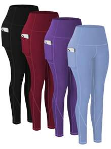 5pcs/Set Plus Size Women Sports Compression Leggings, Yoga Pants ...