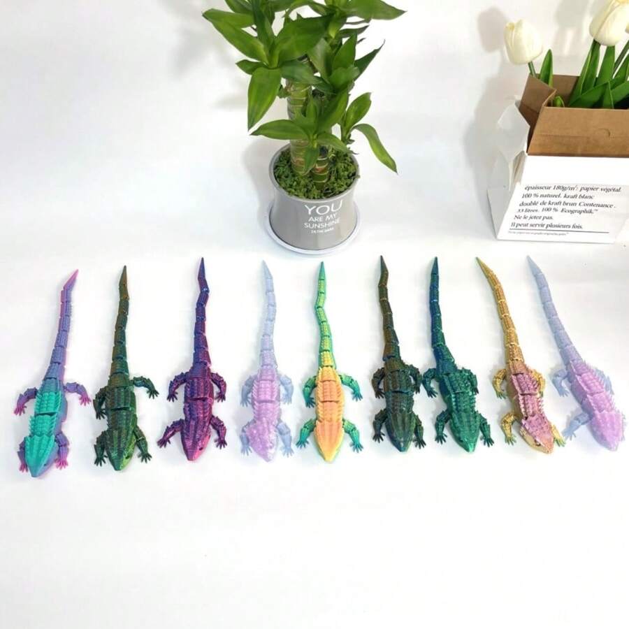 3D Printed Lizard Statue, Flexible Joint Animal Lizard Figurine To ...