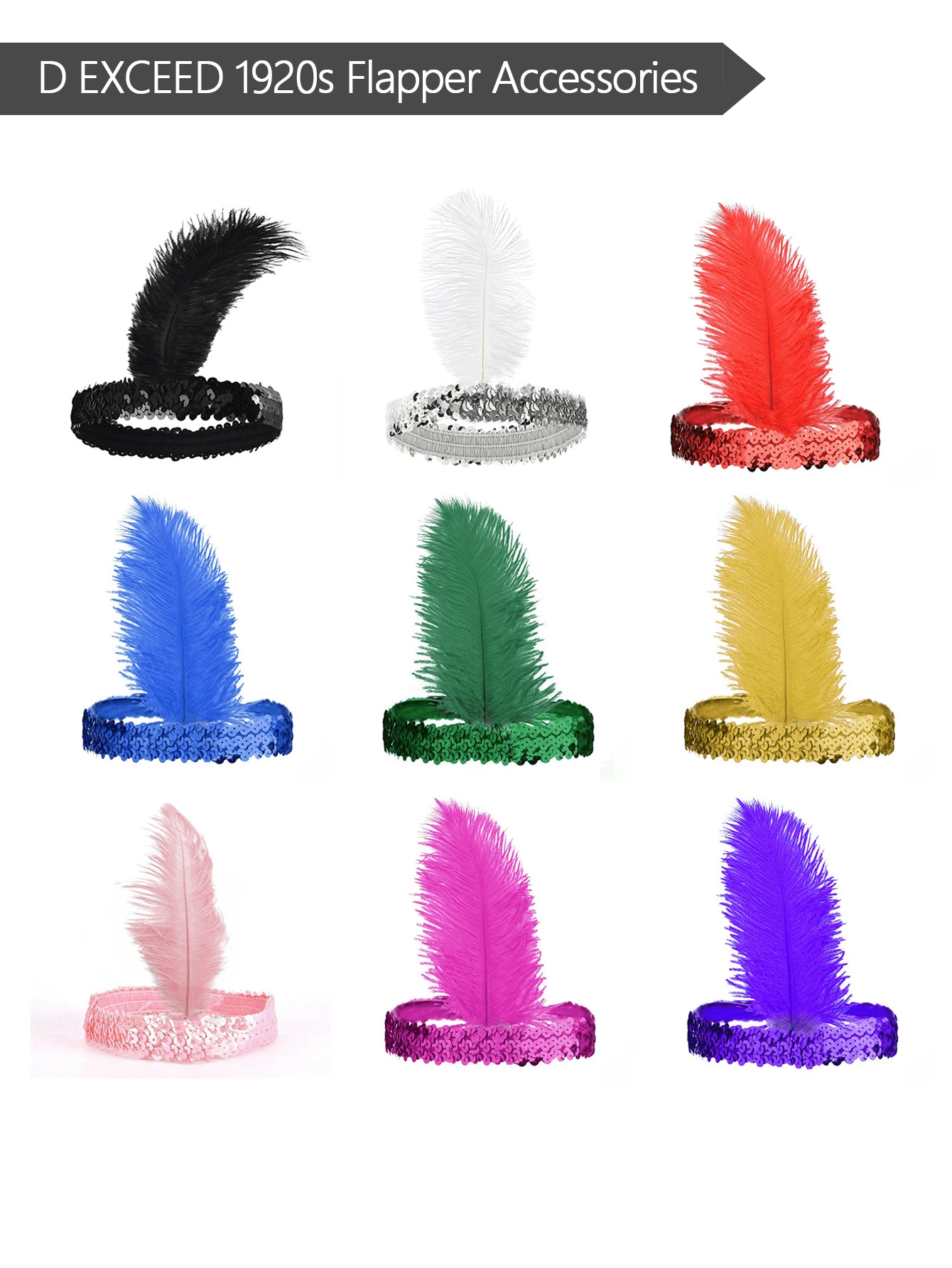 D EXCEED 1PC Artificial Feather Headwear 1920s Women's Roaring Flapper ...