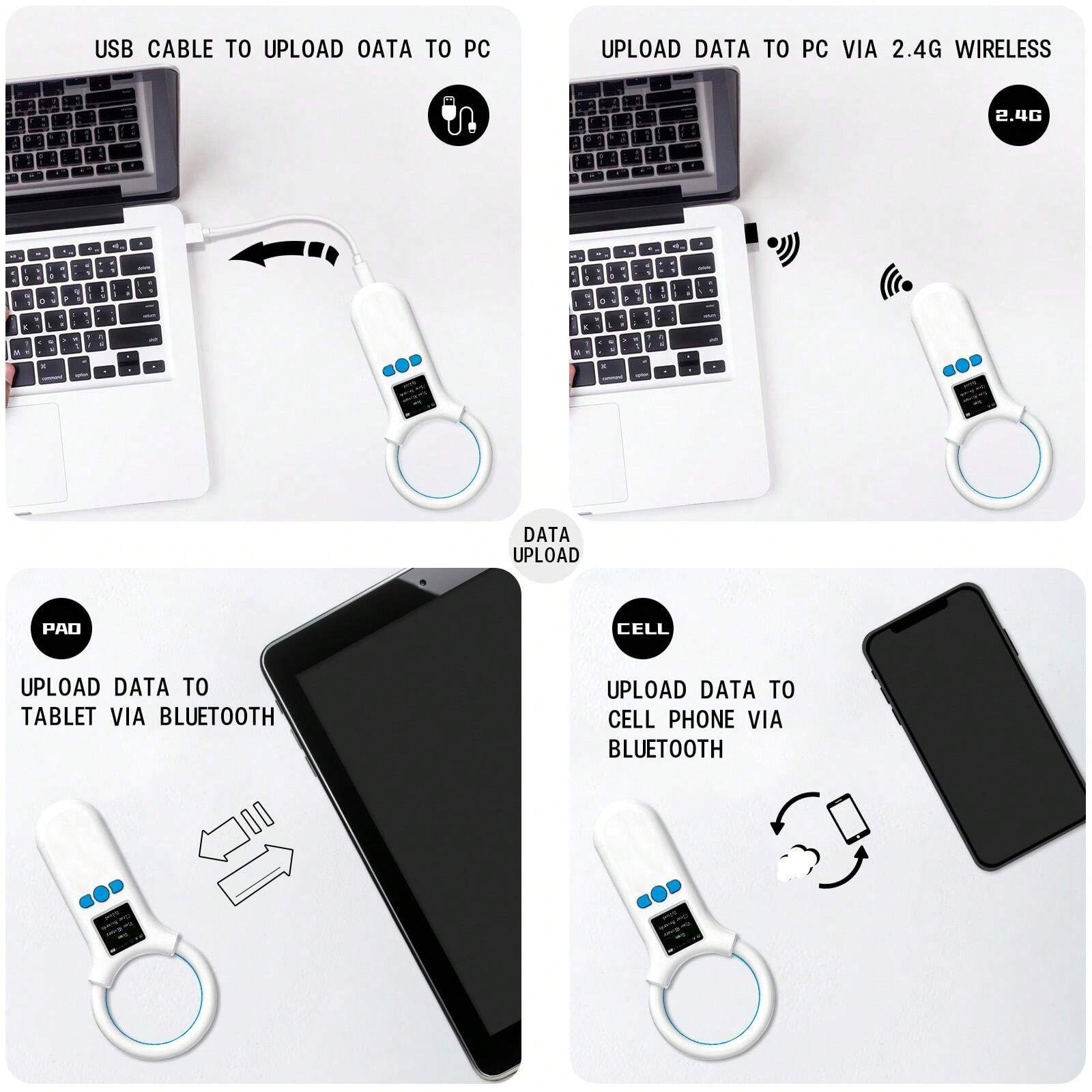 134.2KHz Animal RFID Reader 125kHz Pet ID Reader Cat Dog Microchip ...