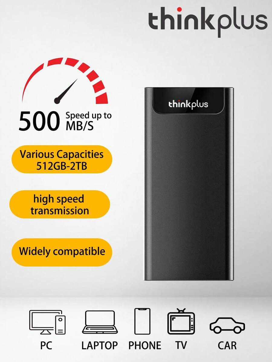 thinkplus ThinkPlus externe SSD für Laptop, Solid State Laufwerk, tragbar, Typ C, USB 3.2, Gen 2 ...