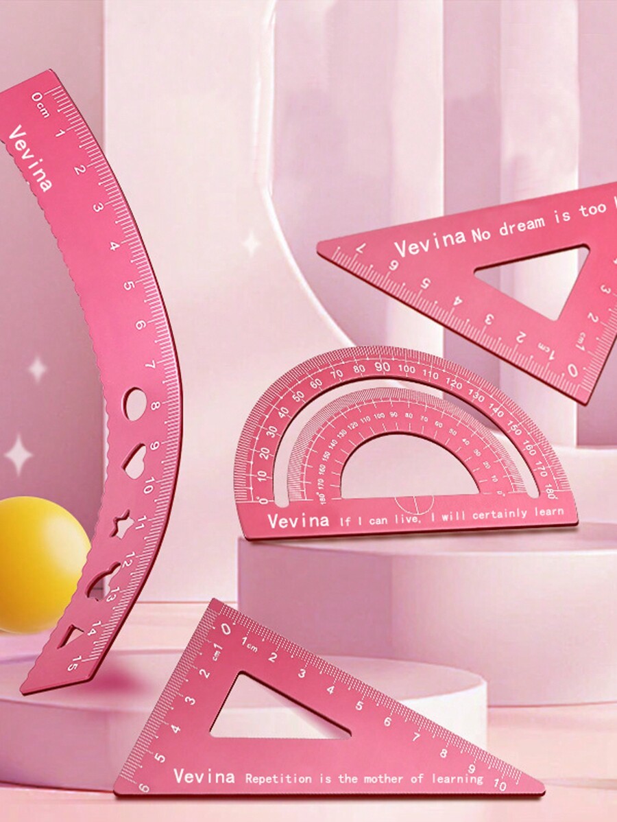 4pcs Customized Aluminum Alloy Multi-Function Ruler Set With Name ...