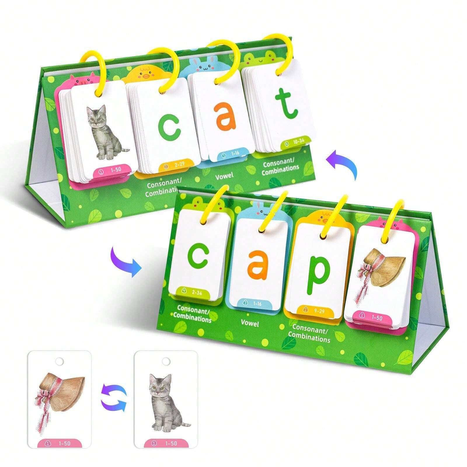 CVC Word Flip Chart,English Words Builder Phonic Games Freestanding ...