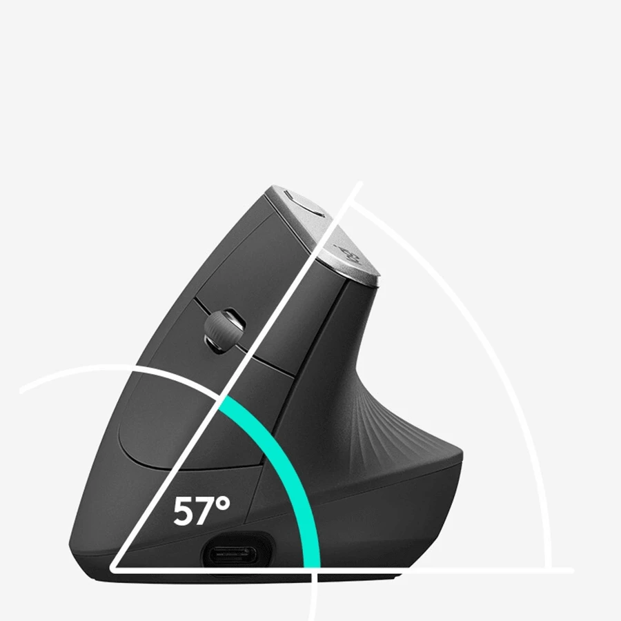 Logitech 1 ชิ้น เมาส์แนวตั้ง Logitech MX Wireless Bluetooth แบบเอร์โกโน ...