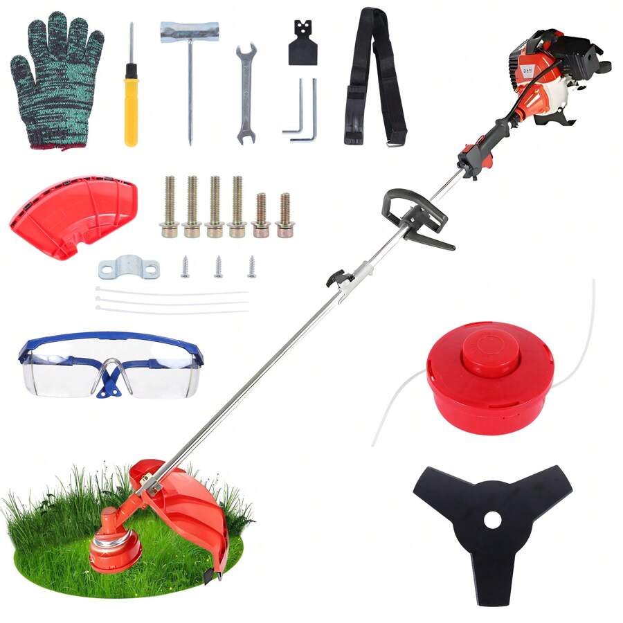 Grass String Trimmer 52cc Edger Lawn Tool, 2 In 1 Gas Powered Straight ...