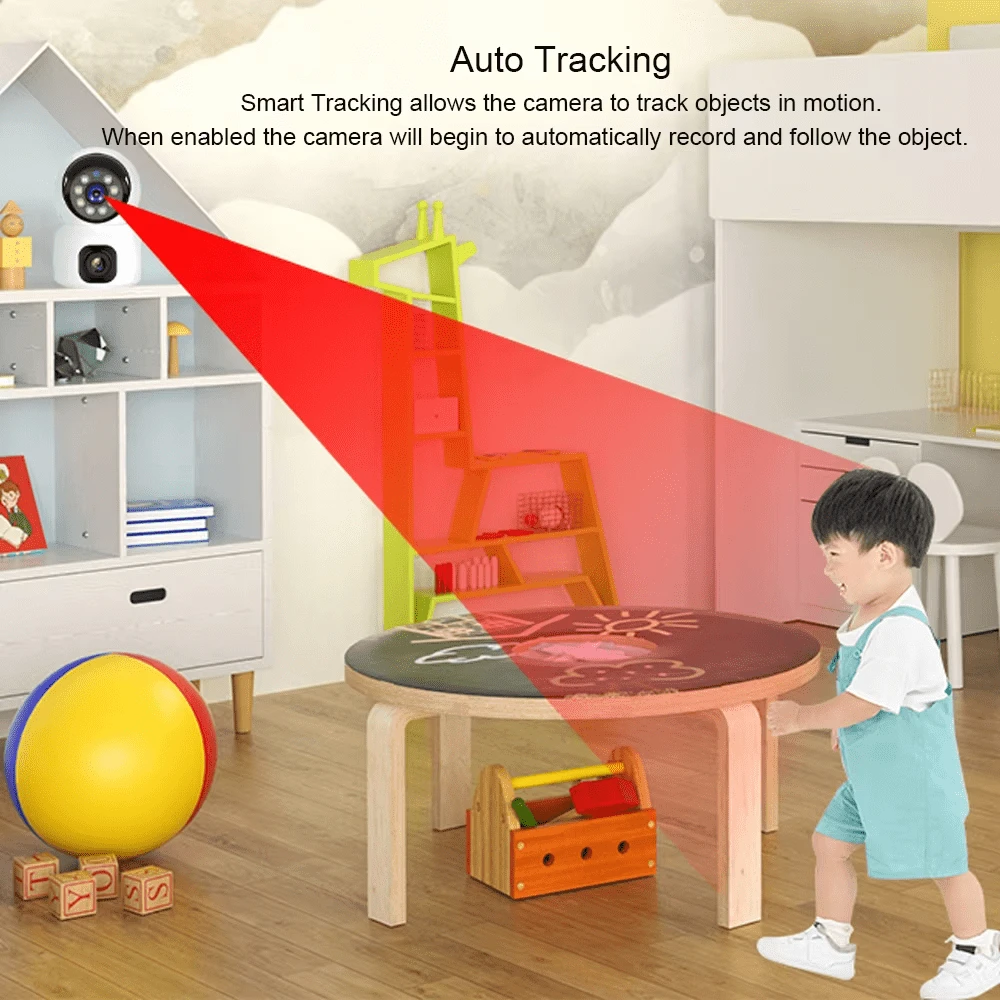 Câmera 4MP 4K HD WIFI sem fio de lente dupla com visão noturna para ...