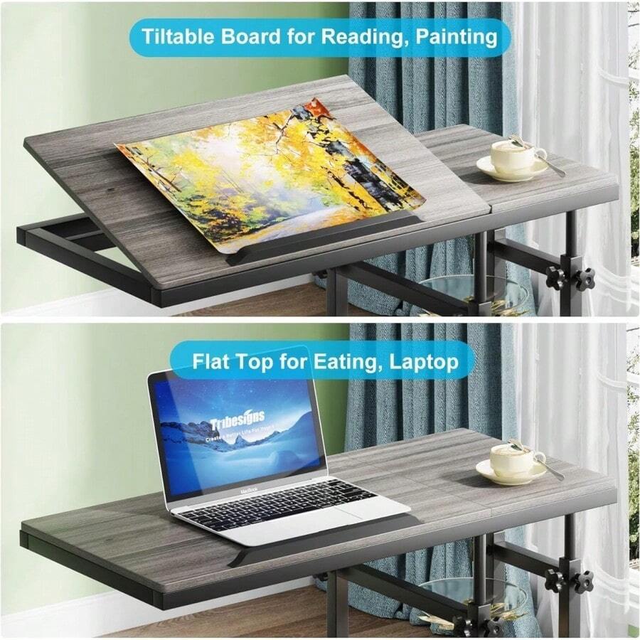 Tribesigns Mobile C-Type Table Height-Adjustable Sofa Bedside Laptop ...