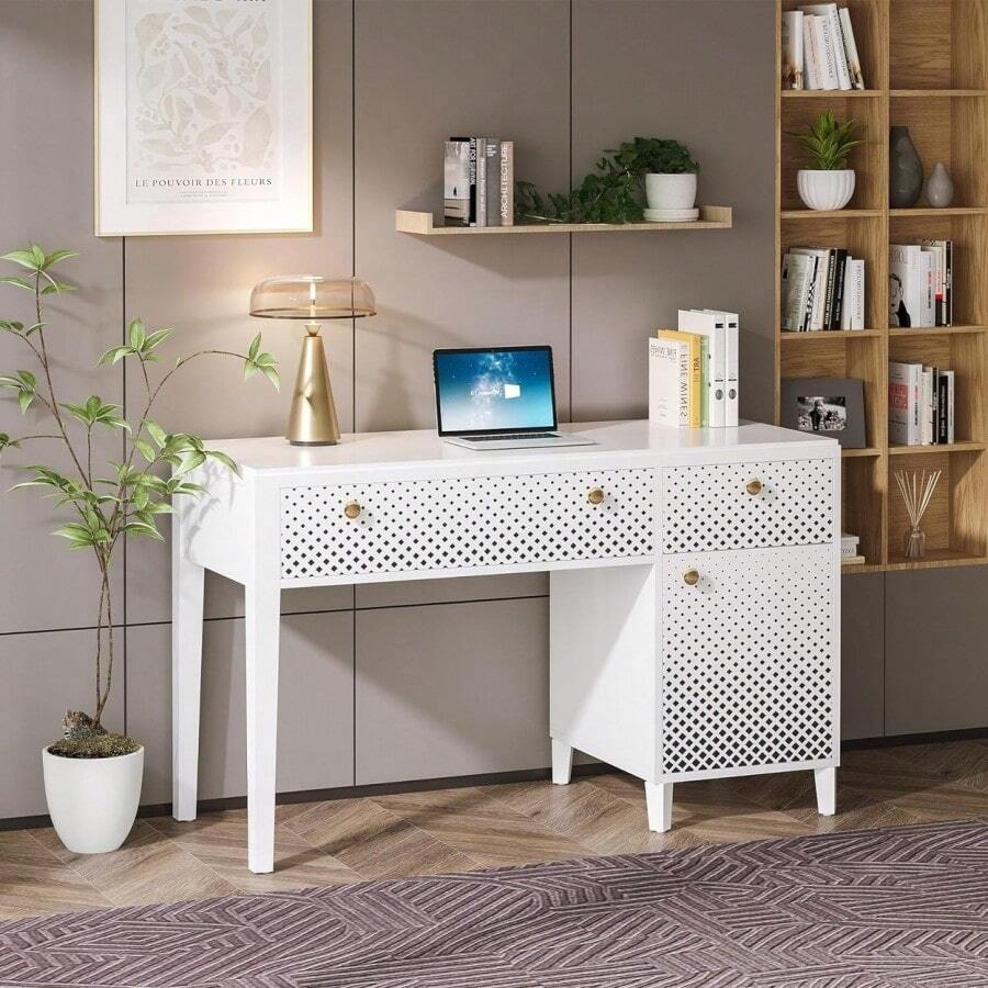Tribesigns 47 Inches Home Office Desk With Storage Cabinet With Drawers ...