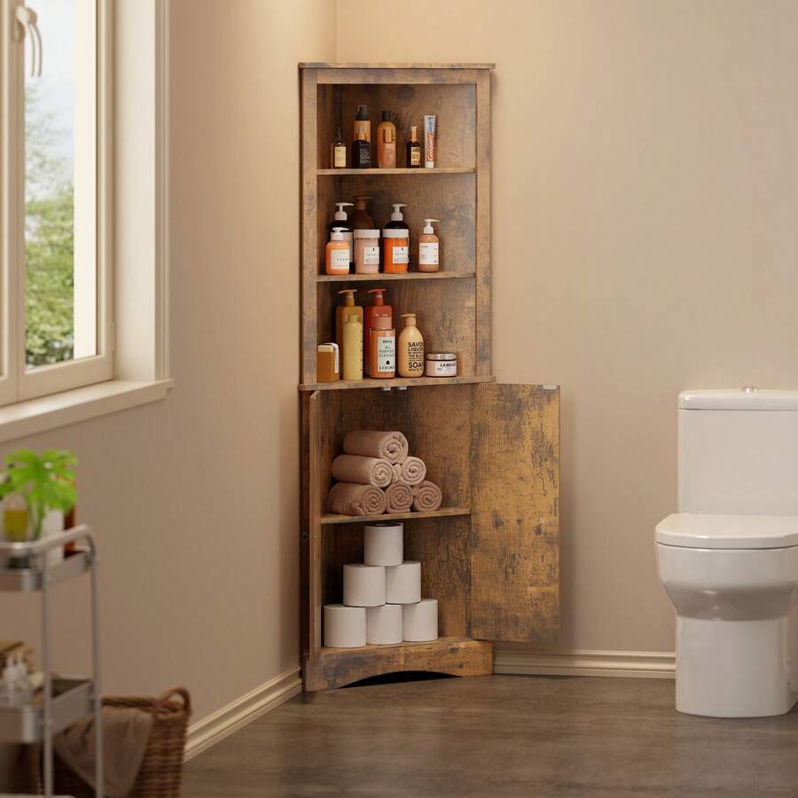 63 '' Corner Cabinet With Doors And Shelves, Corner Shelf Cabinet For ...