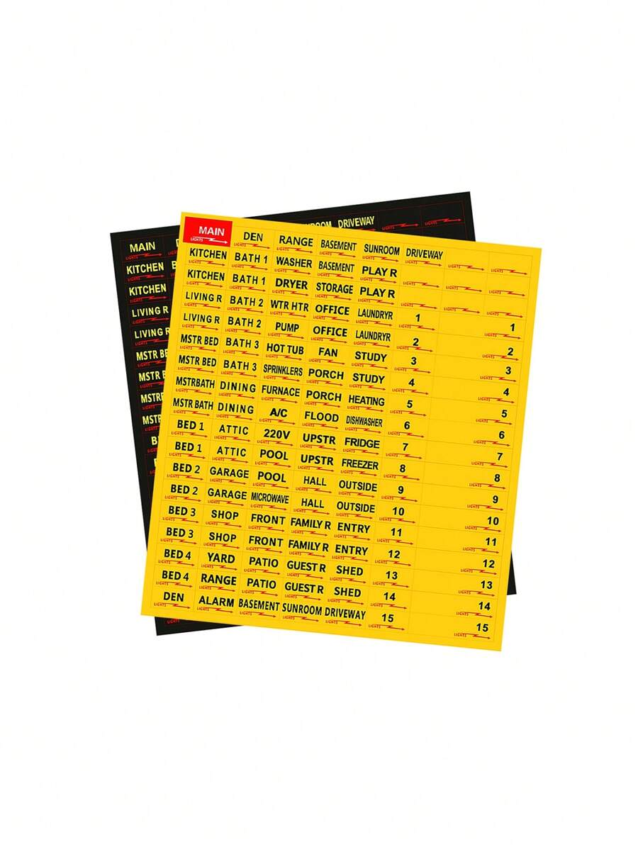 129 Sheets/Pc, Electrical Identification Stickers, Black And Yellow ...