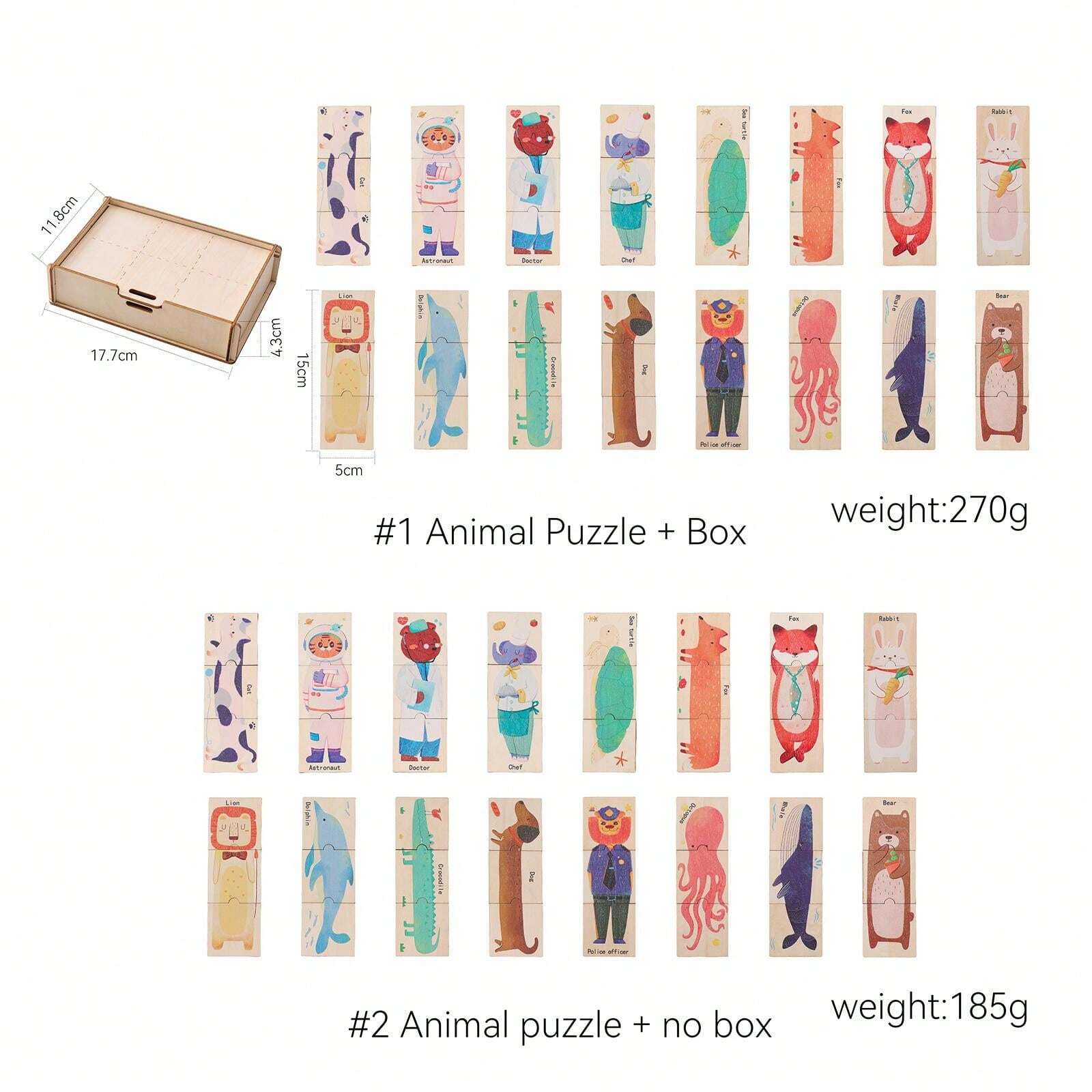 16pcs Kids Wooden Animal Puzzles, Cartoon Puzzle Boards, Educational ...